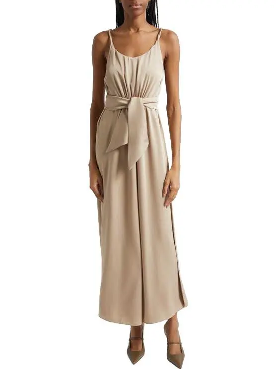 Emporio Armani Dune Crepe Midi Dress - Tan