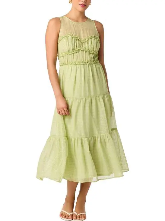 Astr The Label Adrianne Tiered Dress - Green
