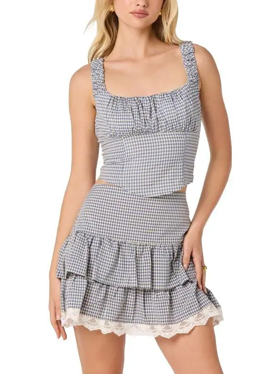 Astr The Label Penny Gingham Tank - Blue Gingham