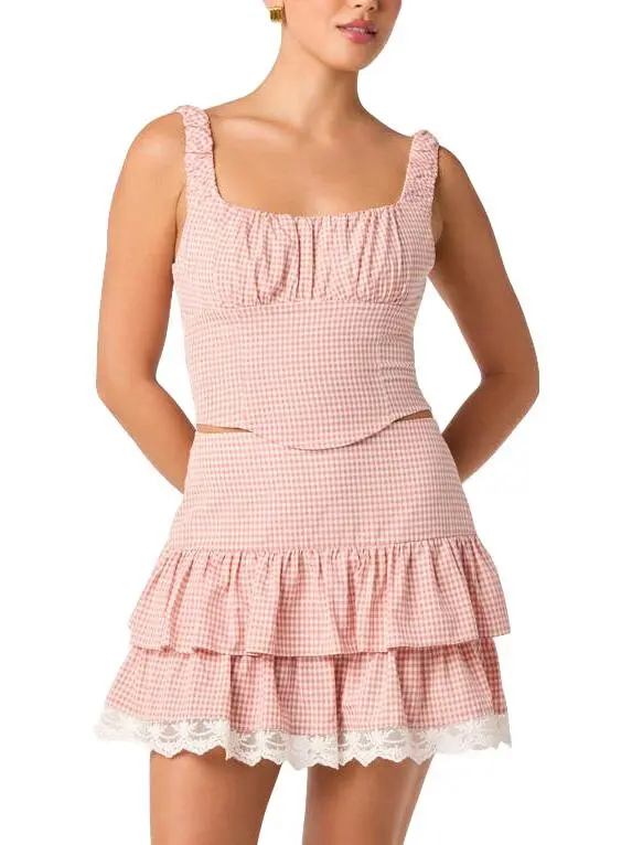Astr The Label Penny Gingham Tank - Pink Gingham