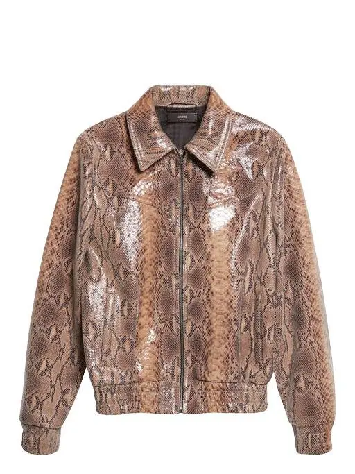 Amiri Snake Embossed Leather Western Jacket - Brown Multi
