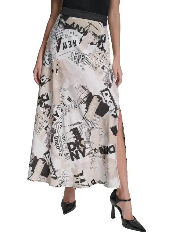 Dkny Newspaper Print Maxi Skirt - Dkny Headliner