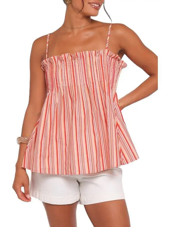 PETAL & PUP Carson Stripe Pintuck Pleat Camisole - Peach Stripe