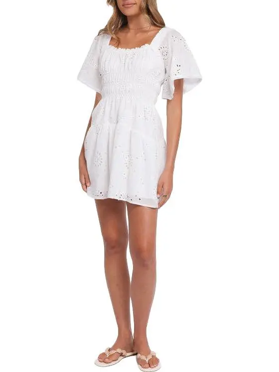 PETAL & PUP Tierney Eyelet Cotton Minidress - White