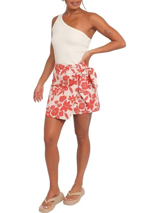 PETAL & PUP Floral Faux Wrap Mini Skirt - Red Floral