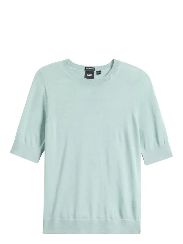 BOSS Farbella Short Sleeve Wool Sweater - Light Jade