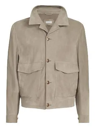 Brunello Cucinelli Suede Shirt Jacket - Khaki