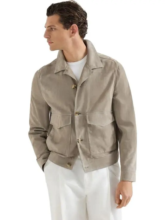 Brunello Cucinelli Suede Shirt Jacket - Khaki