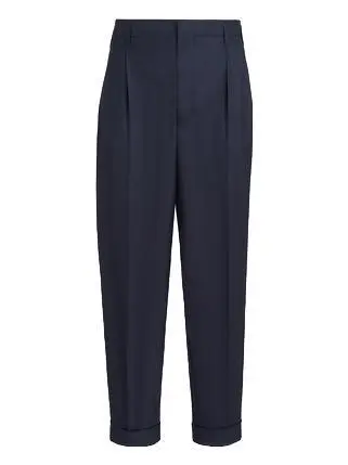 Brunello Cucinelli Double Pleated Trousers - Navy Blue