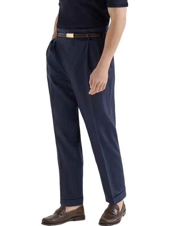 Brunello Cucinelli Double Pleated Trousers - Navy Blue