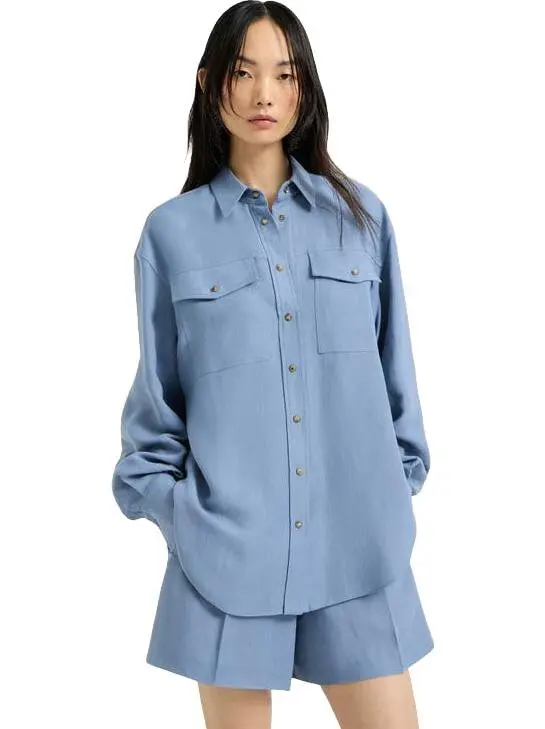 Brunello Cucinelli Fluid Twill Shirt - Azure