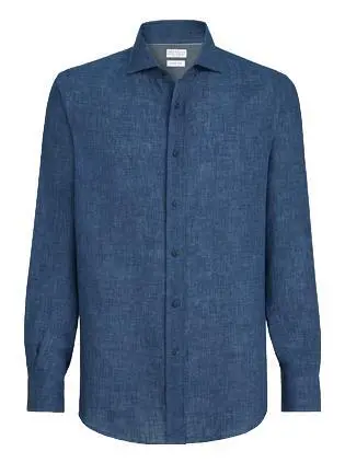 Brunello Cucinelli Délavé Linen Shirt - Navy Blue