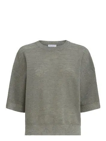 Brunello Cucinelli Linen-blend Lamé Knit Sweater - Military