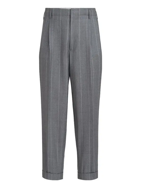 Brunello Cucinelli Chalk Stripe Virgin Wool Trousers - Medium Grey