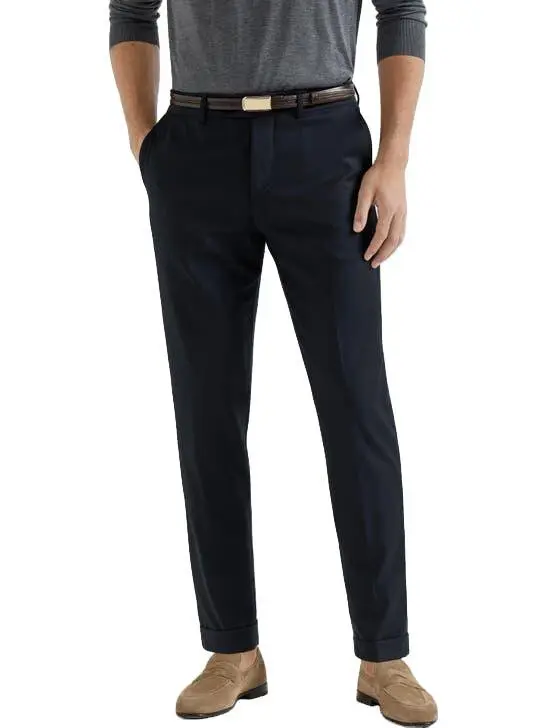 Brunello Cucinelli Virgin Wool Twill Trousers - Black