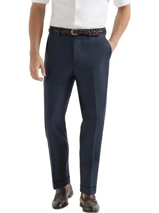 Brunello Cucinelli Virgin Wool Twill Trousers - Navy Blue