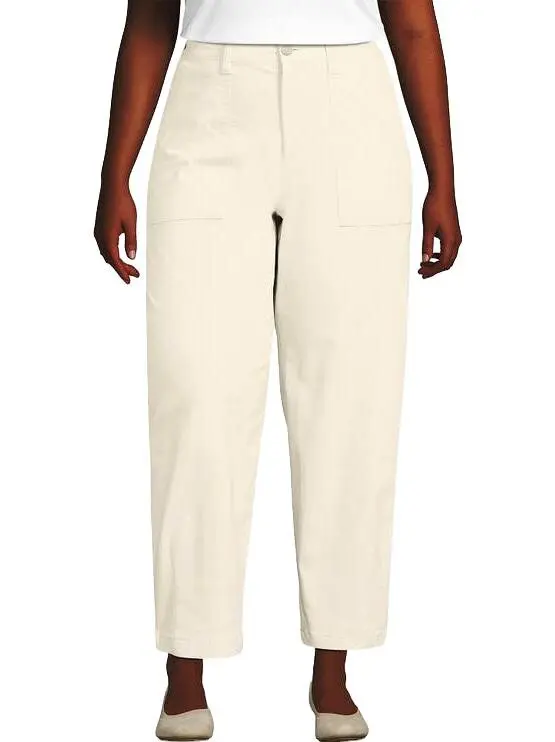 LANDS' END Chino High-rise Barrel Leg Ankle Utility Pants - Ivory Latte