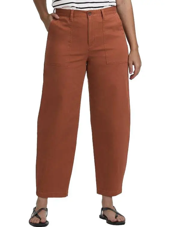 LANDS' END High Rise Barrel Leg Chino Pants - Rich Ginger Brown