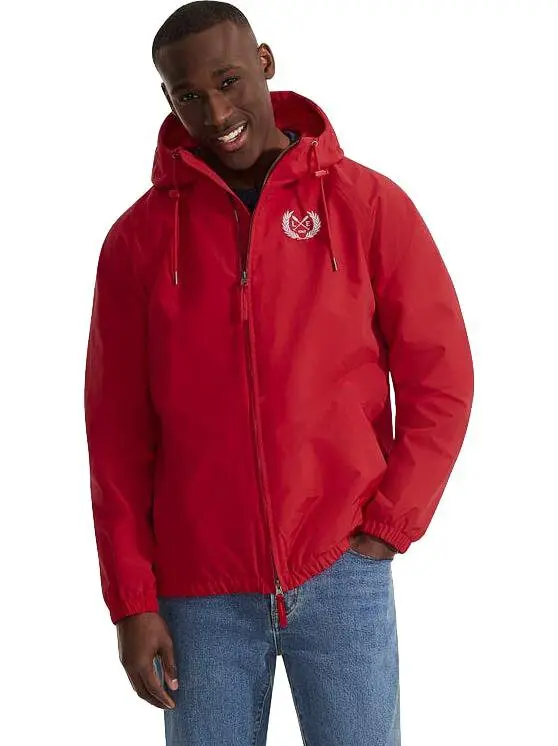 LANDS' END Squall Varsity Jacket - Compass Red/white
