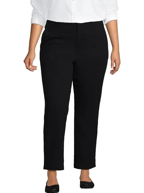 LANDS' END Mid Rise Straight Leg Ankle Chinos - Black