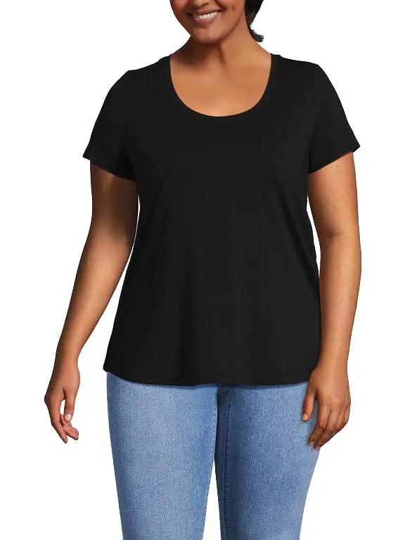 LANDS' END Short Sleeve Lightweight Jersey Scoop Neck T-shirt - Black