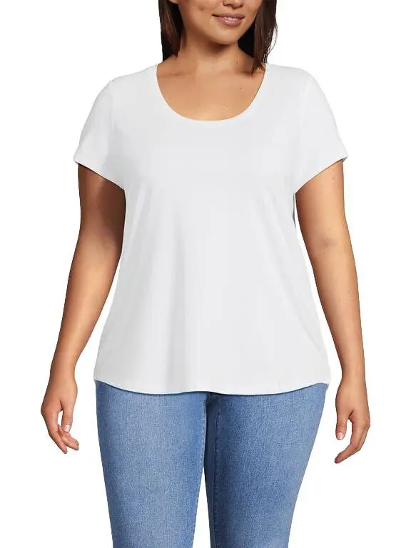 LANDS' END Short Sleeve Lightweight Jersey Scoop Neck T-shirt - White