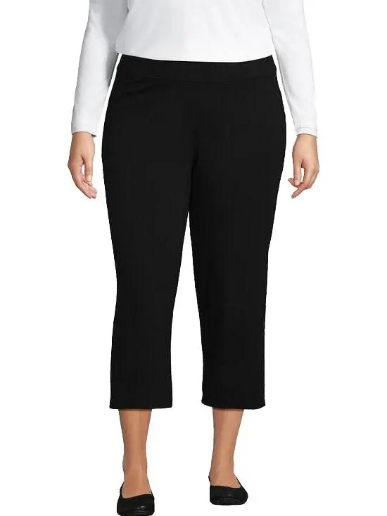 LANDS' END Mid-rise Cropped Pull-on Pants - Black