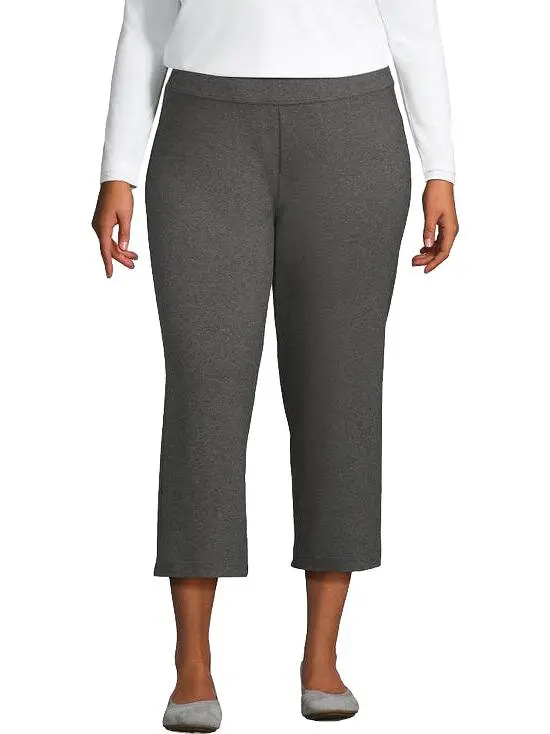 LANDS' END Mid-rise Cropped Pull-on Pants - Charcoal Heather