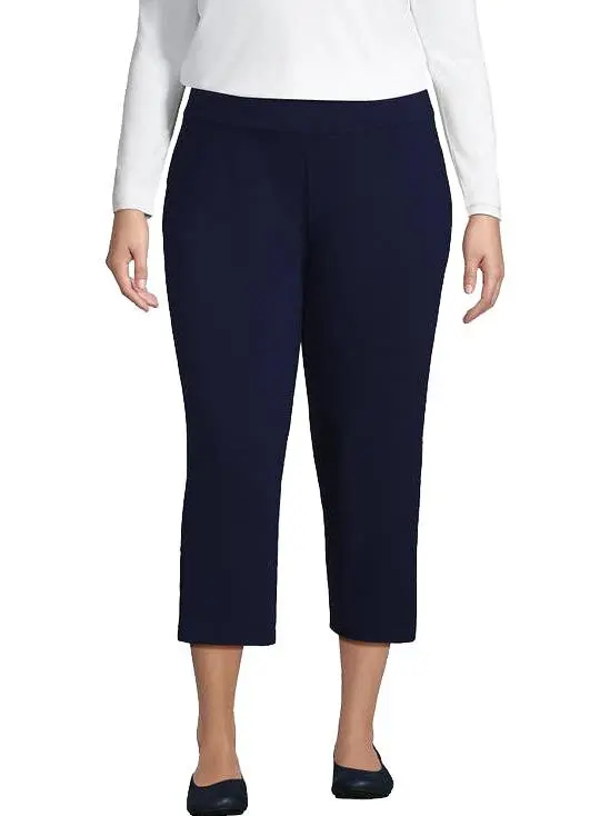 LANDS' END Mid-rise Cropped Pull-on Pants - Deep Sea Navy