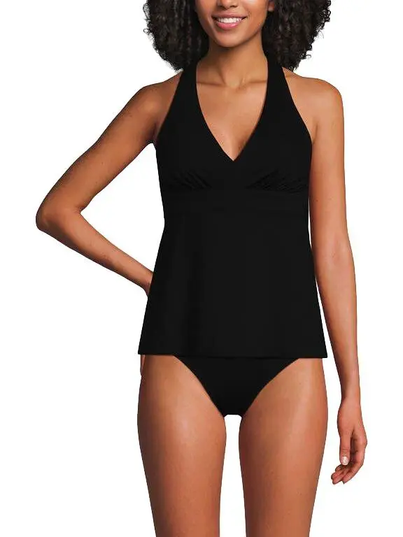 LANDS' END V-neck Racerback Flutter Tankini - Black