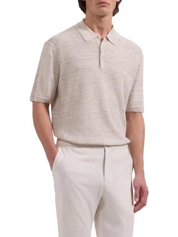 Bugatchi Linen Polo Sweater - Almond