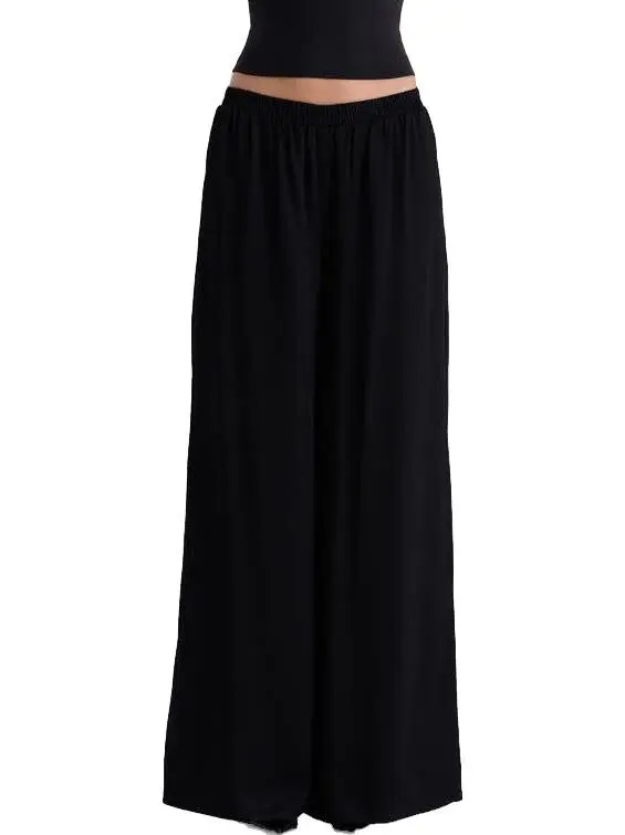 House Of Cb Alexa Wide Leg Pull-on Pants - Black