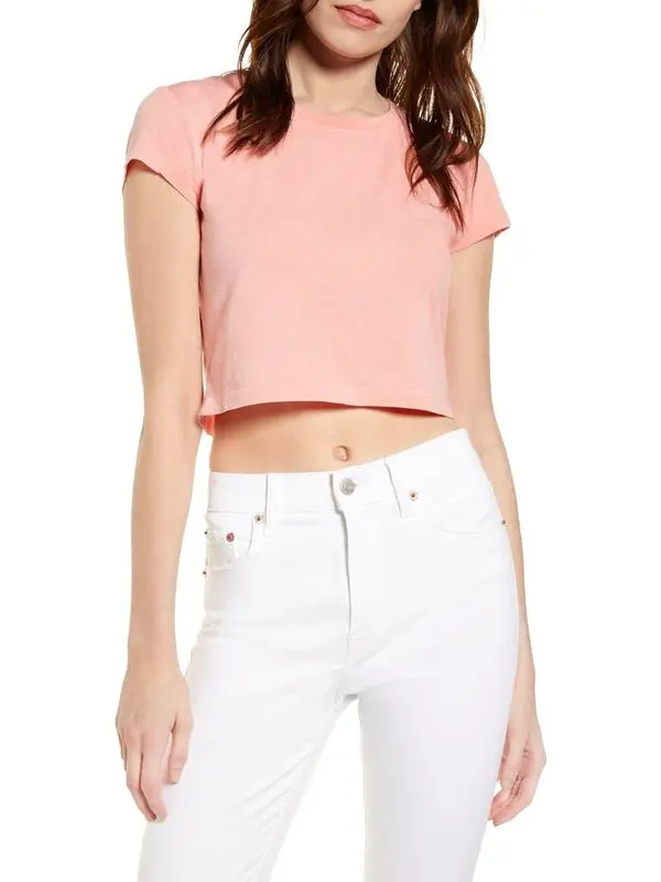 SUNDOWN BY SPLENDID Slub Jersey Crop T-shirt - Peach Pit