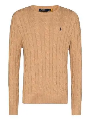 Polo Ralph Lauren Long Sleeve Knit Crewneck Sweatshirt Sweater - Camel Melange