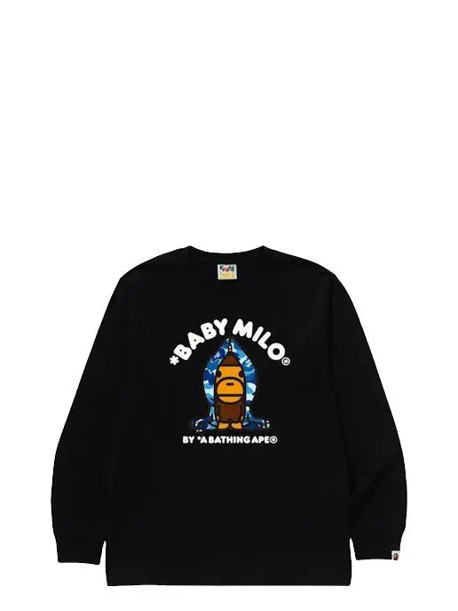 A BATHING APE Abc Camo Milo Long Sleeve Tee - Black/blue