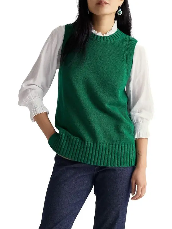 SEASALT CORNWALL Organic Cotton Sweater Vest - Dark Stem