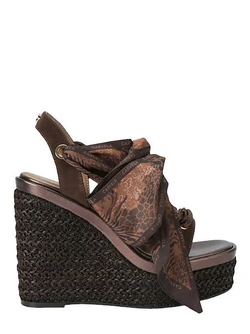 Carvela Sorrento Scarf Faux-suede Wedge Sandals - Brown