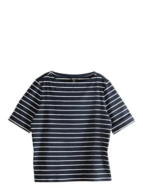 Polo Ralph Lauren Striped Elbow Sleeve Knit Top - Navy Blue/white