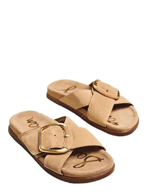 Sam Edelman Darla Buckle Slide Sandals - Cyprus Tan