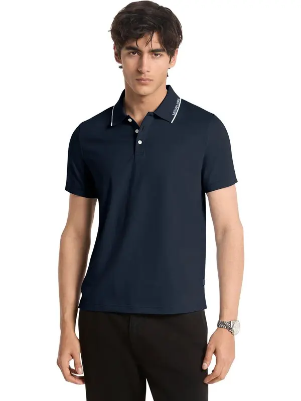 Michael Kors Logo Trim Cotton Jersey Polo Shirt In Size By - Blue