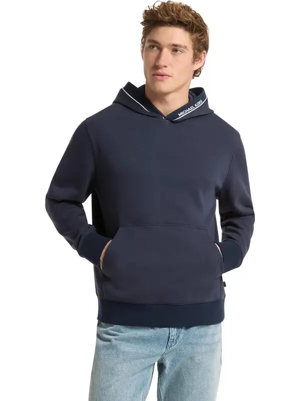Michael Kors Logo Trim Cotton Blend Hoodie - Blue