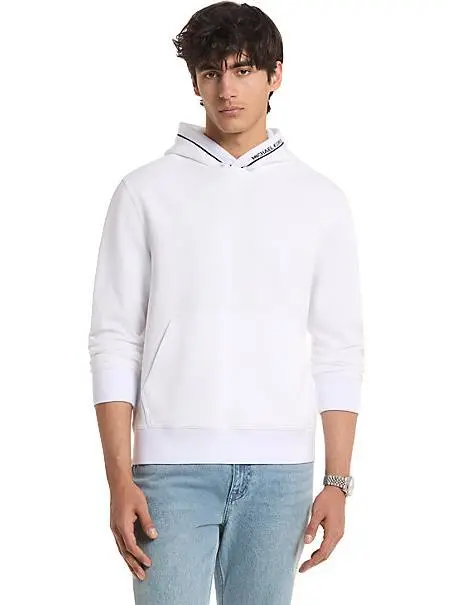 Michael Kors Logo Trim Cotton Blend Hoodie - White