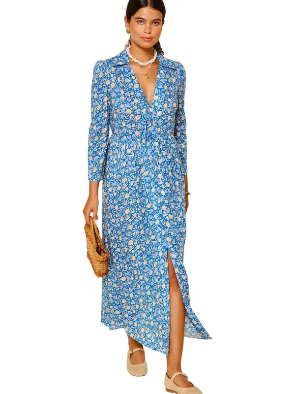 Rixo Franchi Printed Midi Dress - Blue