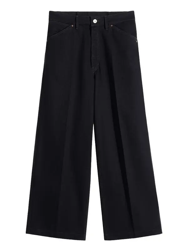 LEMAIRE Wide-leg Cotton Trousers - Black