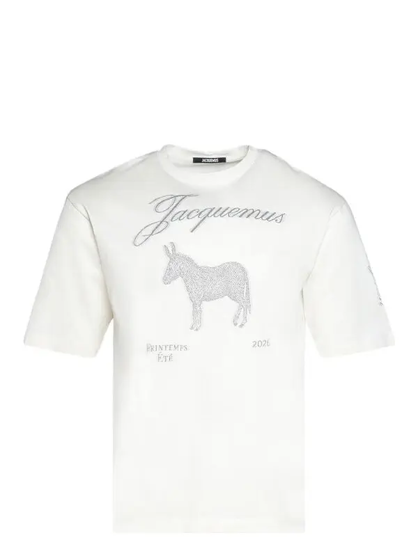 Jacquemus The Ane Short Sleeve Tee Donkey Jacquard White - Ivory