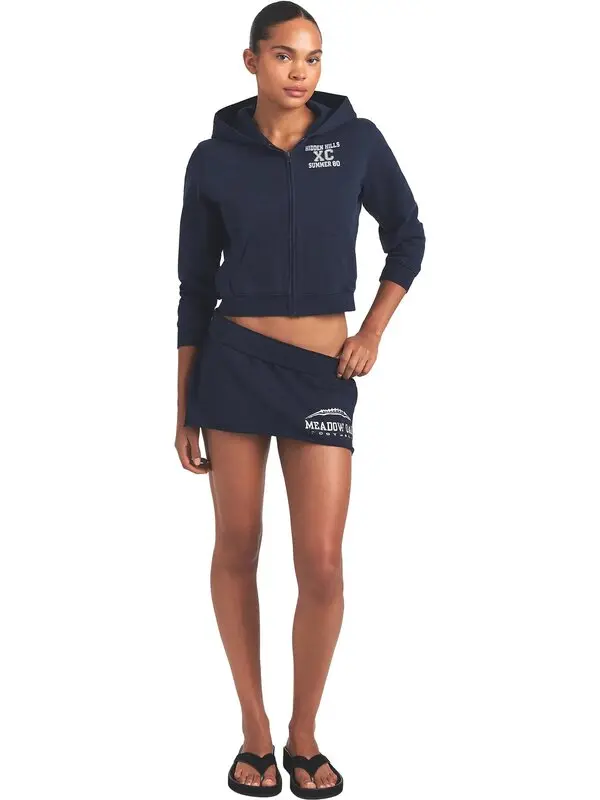 SKIMS Boyfriend Fleece Mini Skirt - Navy Meadow Oak