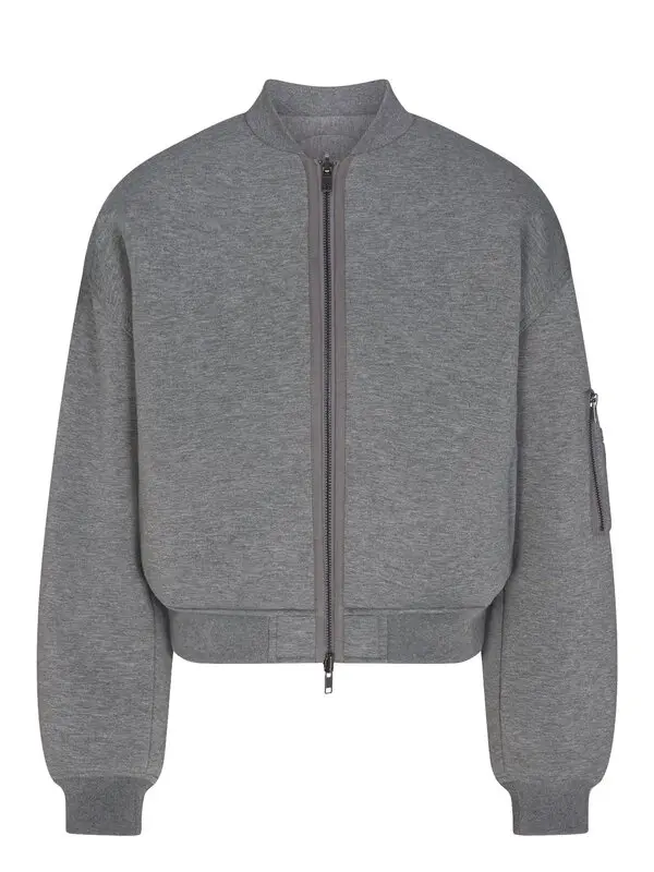 SKIMS Reversible Neoprene Bomber Jacket - Dark Heather Grey