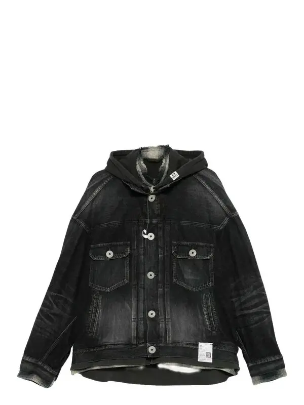 Mihara Yasuhiro Hooded Denim Jacket With Chest-pocket - Grey