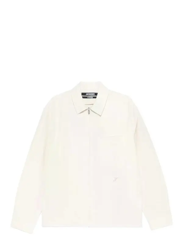 Jacquemus Mecano Embroidered-logo Zip Shirt - Neutrals