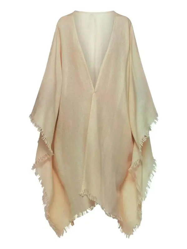 Alonpi Peonia Fringed Poncho - Neutrals